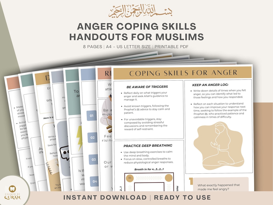 Anger Management Coping Skills Printable Poster Bundle for Muslims ...