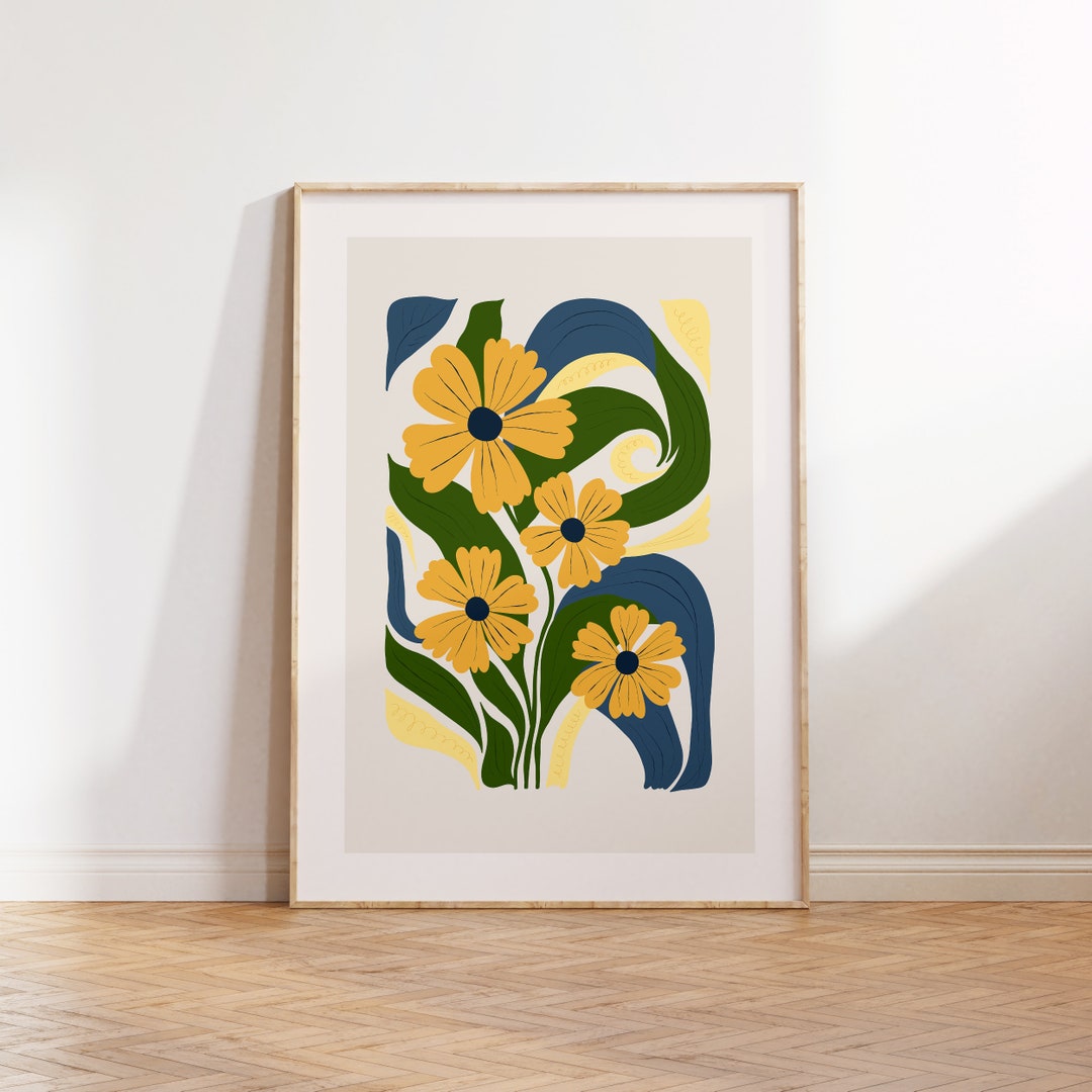 Eclectic Flowers Art Poster, Colorful Abstract Floral Print, Abstract ...