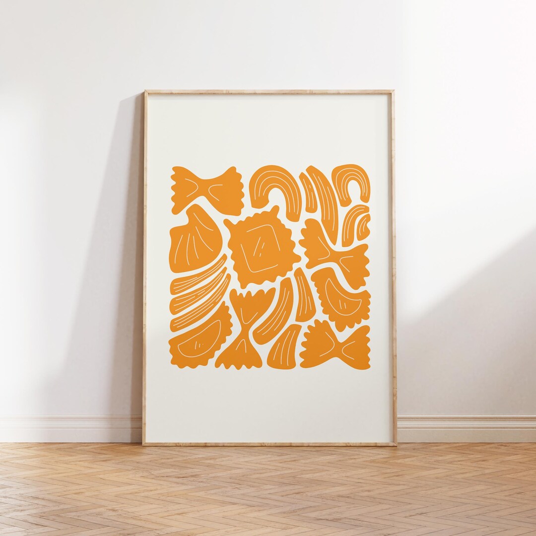 Pasta Food Art Poster, Pasta Food Italian Wall Art Print, Food Kitchen ...