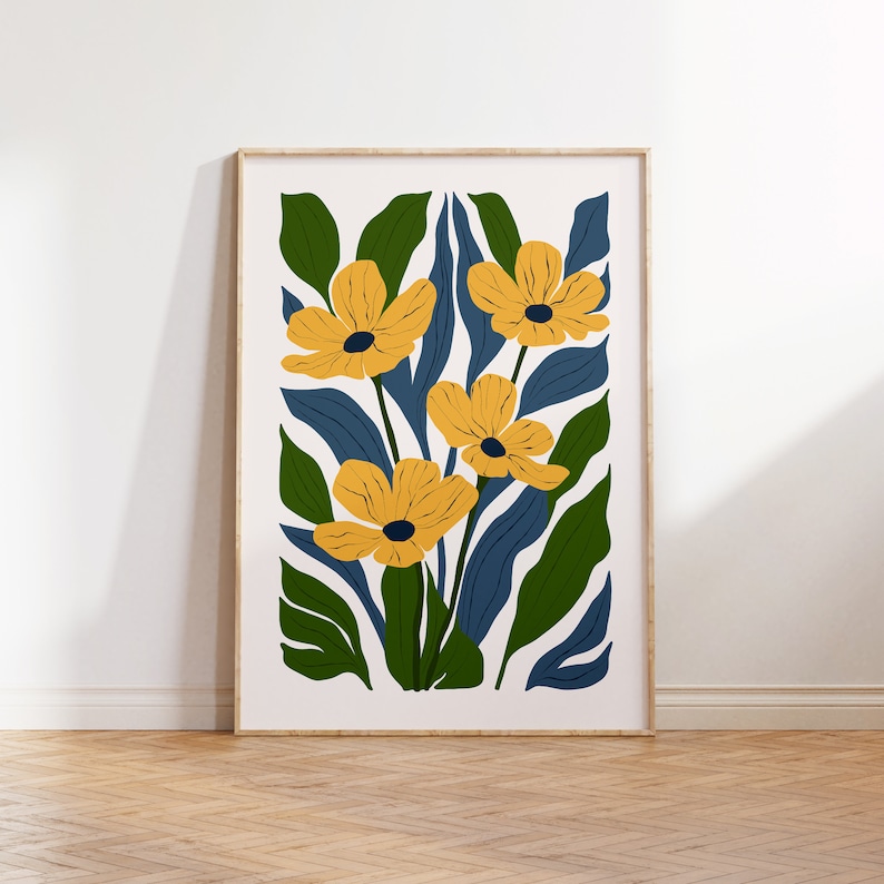 Eclectic Flowers Art Poster, Colorful Abstract Floral Print, Abstract ...