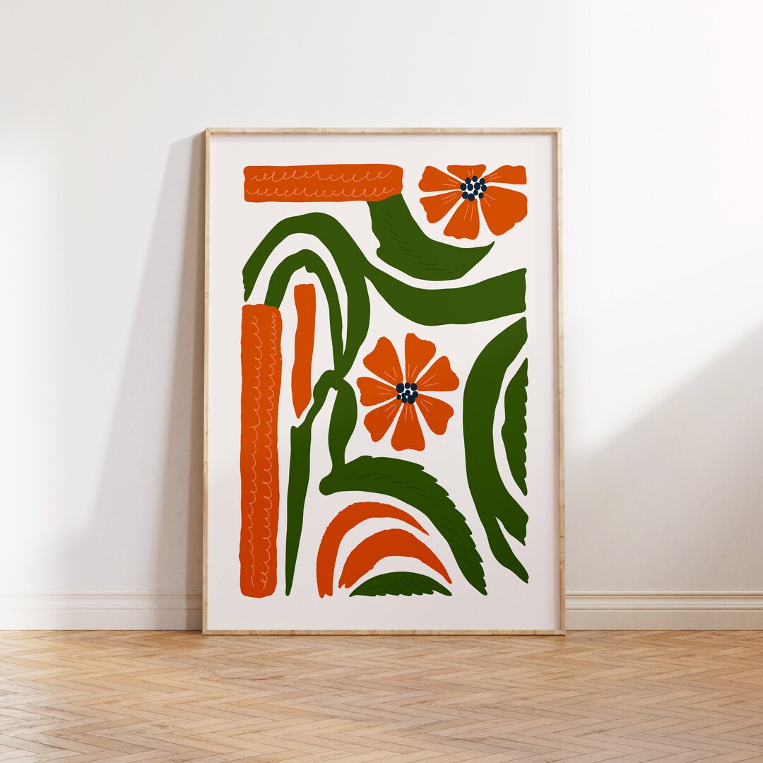 Eclectic Flowers Art Poster, Colorful Abstract Floral Print, Abstract ...