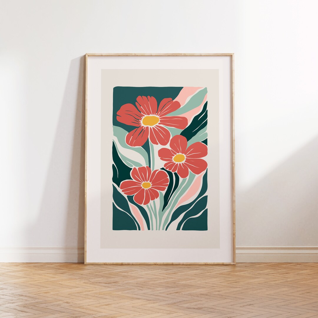 Eclectic Flowers Art Poster, Colorful Abstract Floral Print, Abstract ...