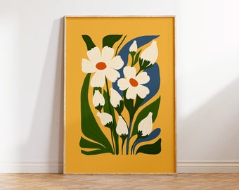 Eclectic Flowers Art Poster, Colorful Abstract Floral Print, Abstract ...