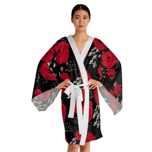 Long Sleeve Kimono Robe (AOP) - RED Roses - Etsy