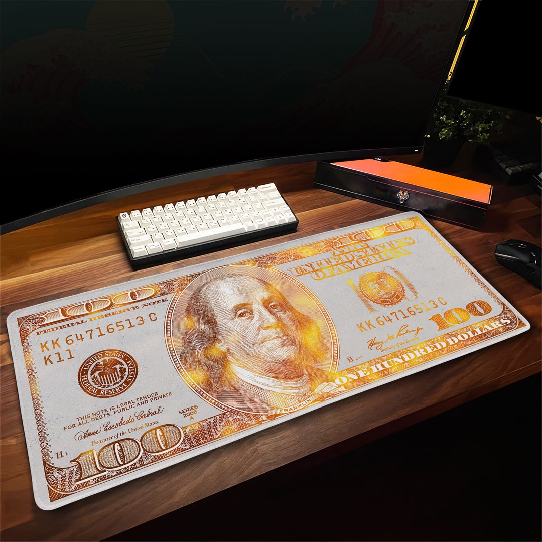 100 Dollar Bill Mouse Pad, Extra Large Golden American Dollar Bill ...