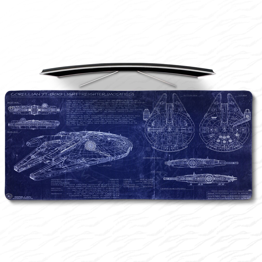Legend Movie Gaming Desk Mat, Blue Spaceship Installation Template XXL ...