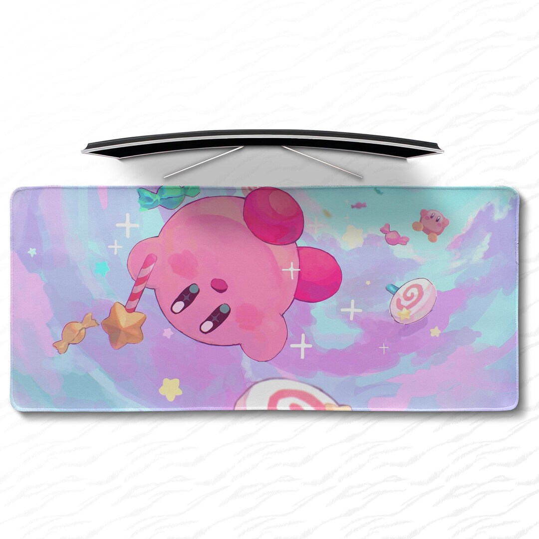 Kirby Kawaii Anime Gaming Desk Mat, Cute Anime Character Manga Desk ...