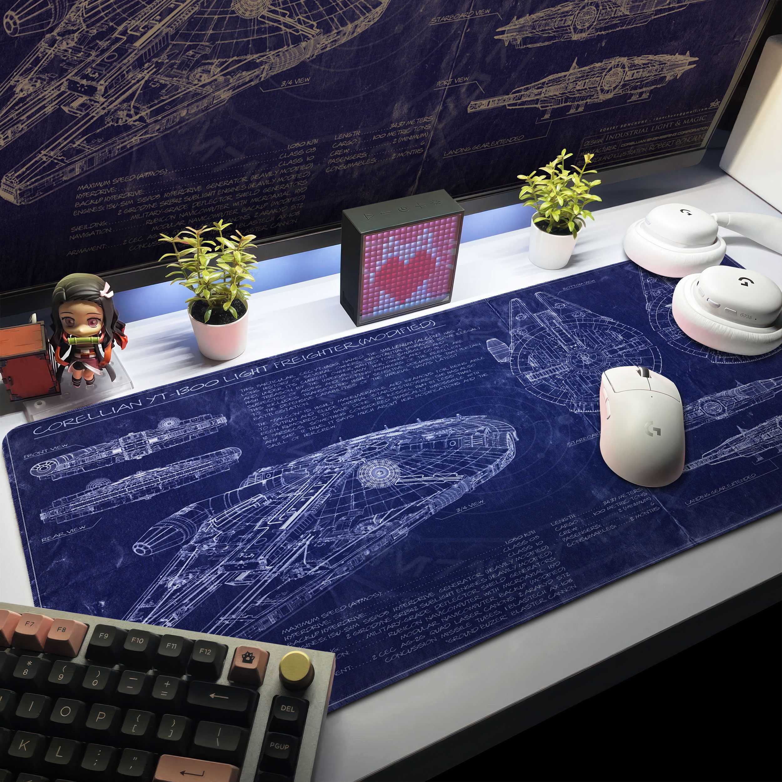Legend Movie Gaming Desk Mat, Blue Spaceship Installation Template XXL ...