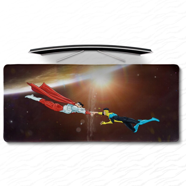 Omni Man Vs Invincible Fight Desk Mat, Gaming XXL Mouse Pad, Comic ...