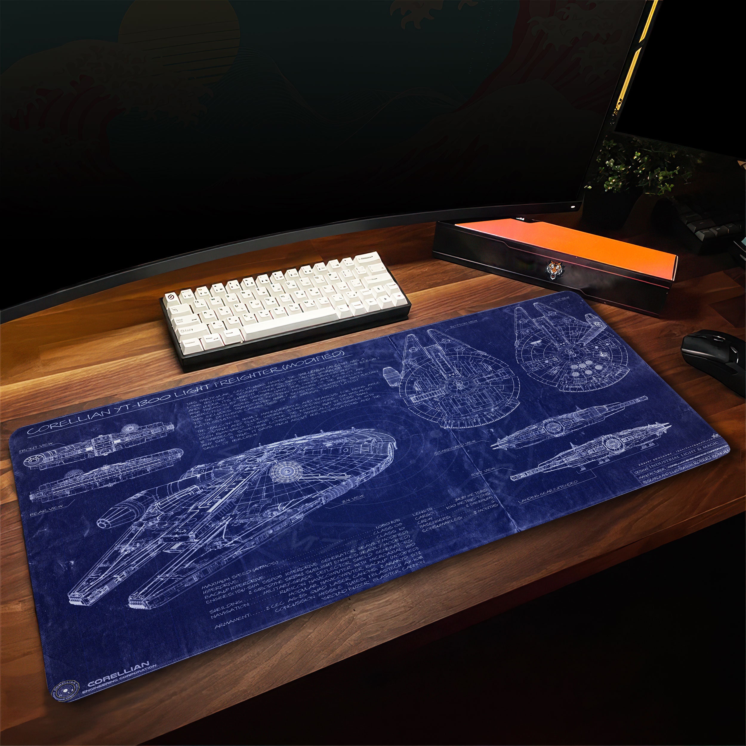 Legend Movie Gaming Desk Mat, Blue Spaceship Installation Template XXL ...