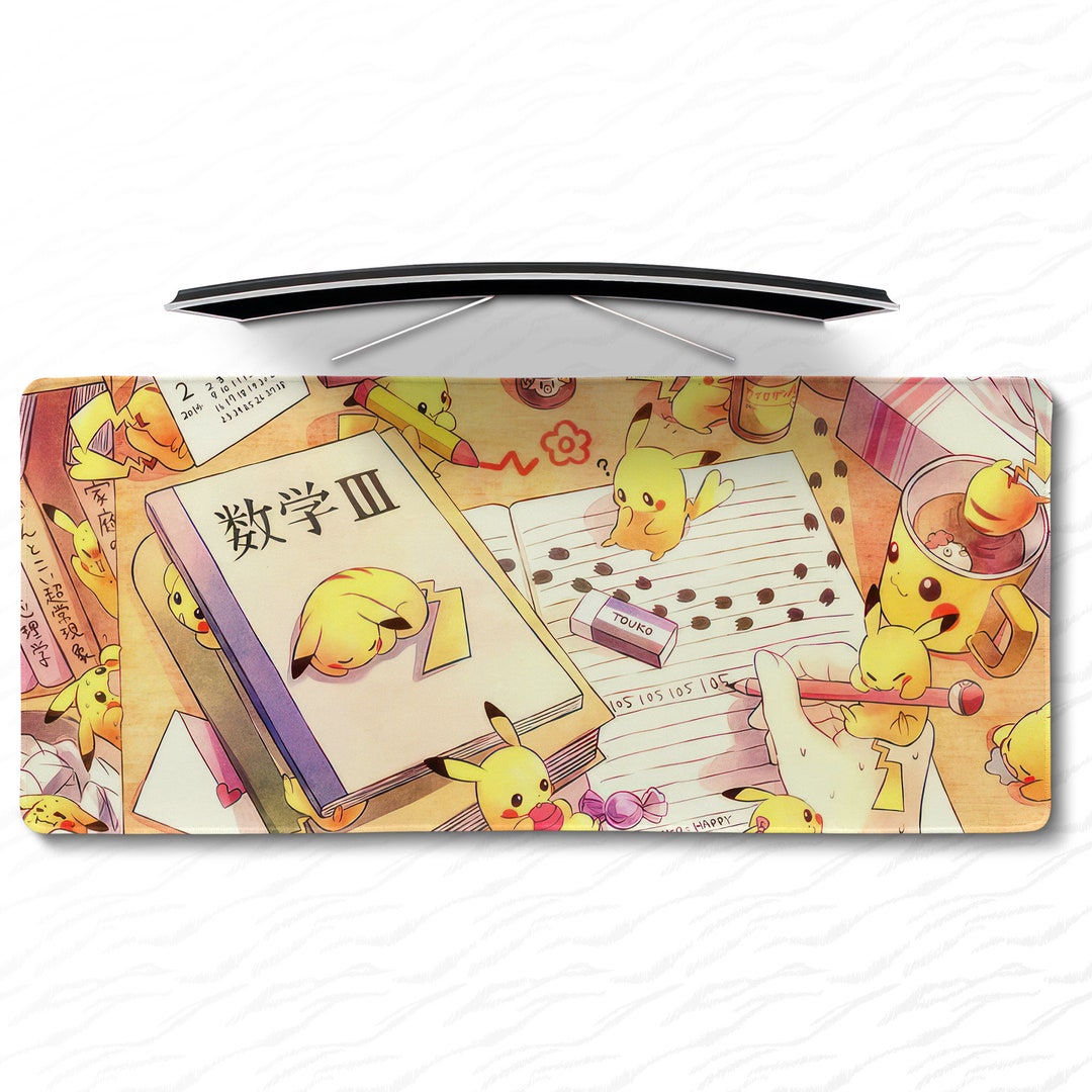 Cute Pikachu Pokemon Desk Mat, Anime Kawaii Gamer Girl Mouse Pad ...