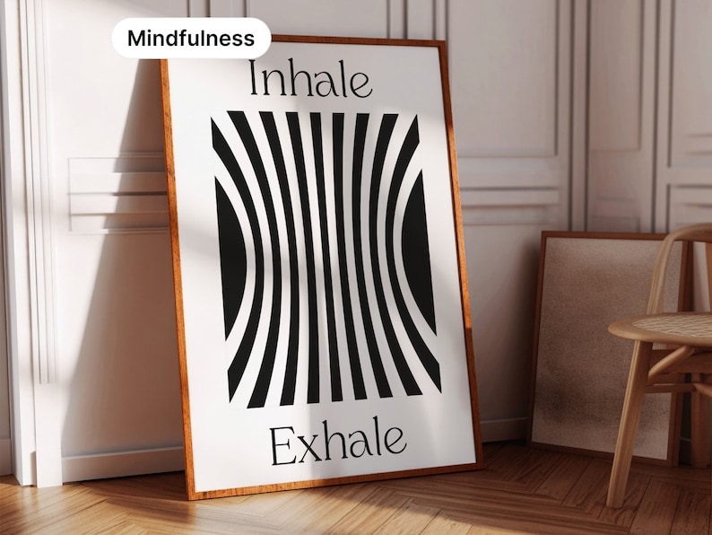 Mindful Breathing, Inhale Exhale Poster, Therapy Office Decor ...