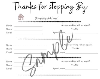 Open House Sign in Sheet - Printable, Digital Download, Simple Client ...