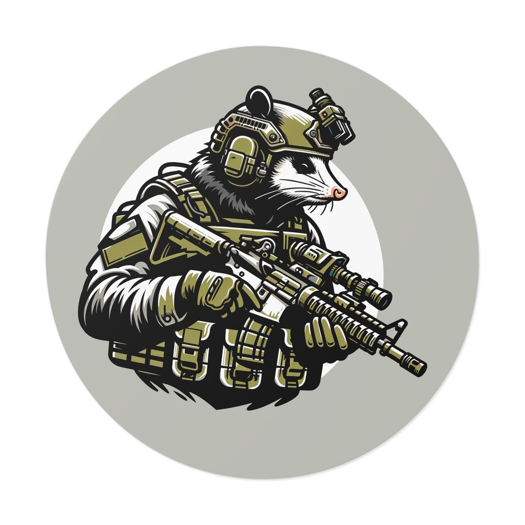 Kitted-out Opossum Round Vinyl Sticker - Etsy