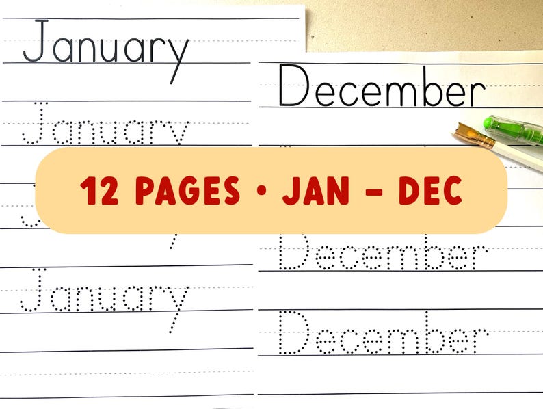 Tracing Worksheet - MONTHS of the YEAR - Print at Home - Educational ...