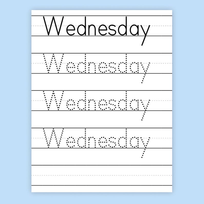 Tracing Worksheet - DAYS of THE WEEK - Print at Home - Educational ...