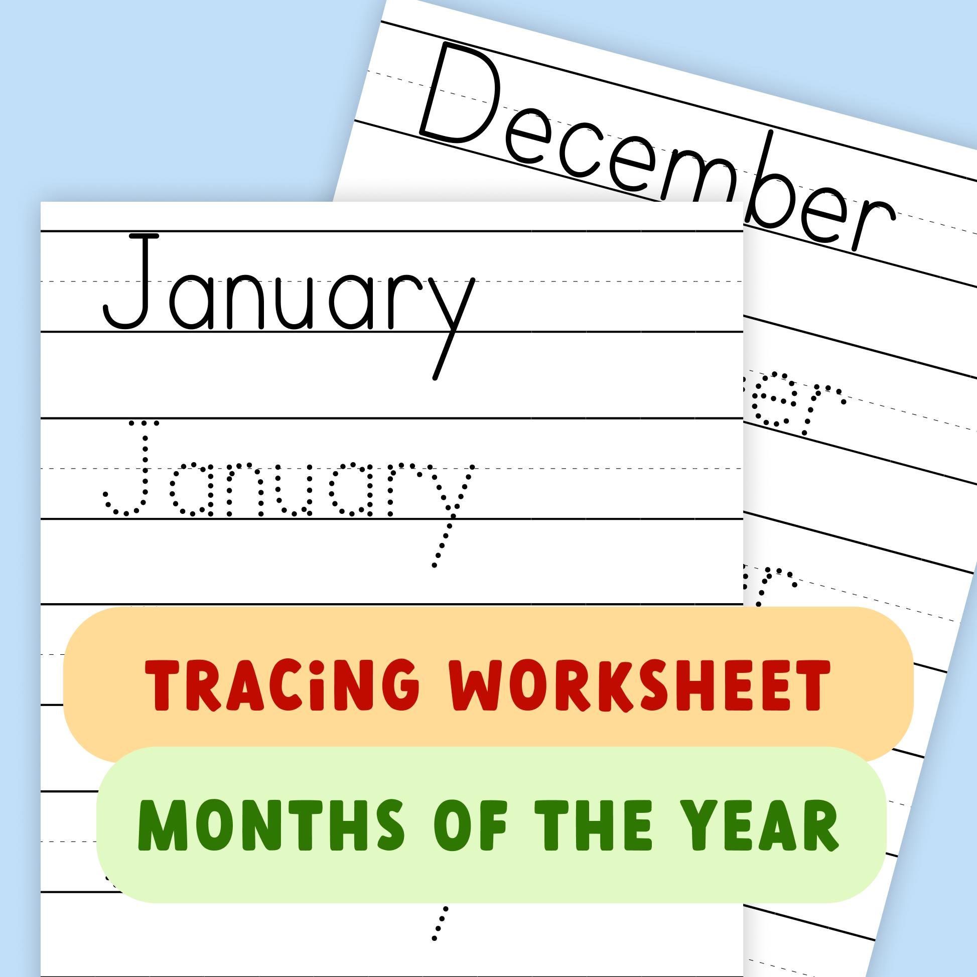 Tracing Worksheet - MONTHS of the YEAR - Print at Home - Educational ...