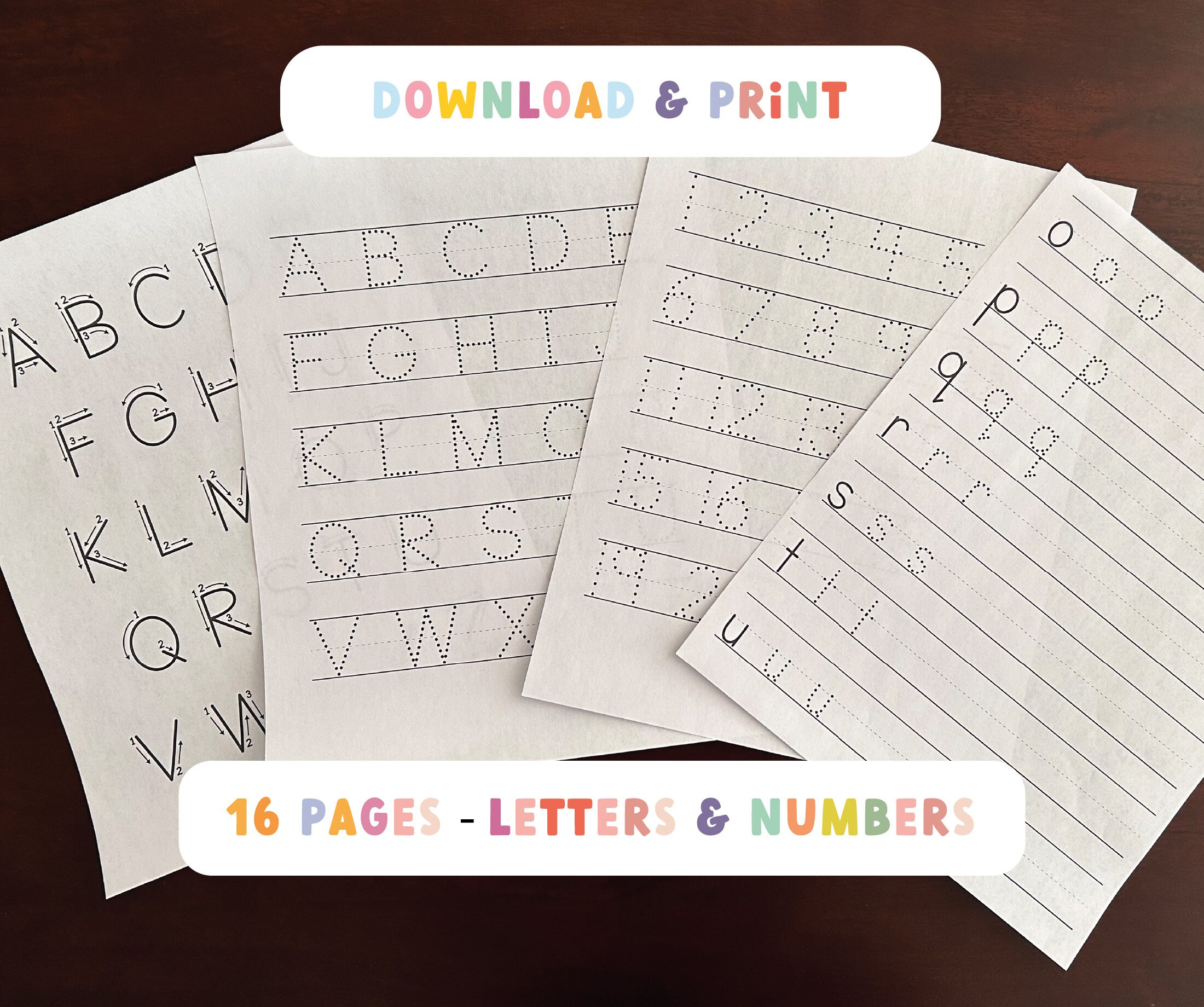 Alphabet and Numbers Handwritten Tracing - Letters A to Z - Numbers 1 ...