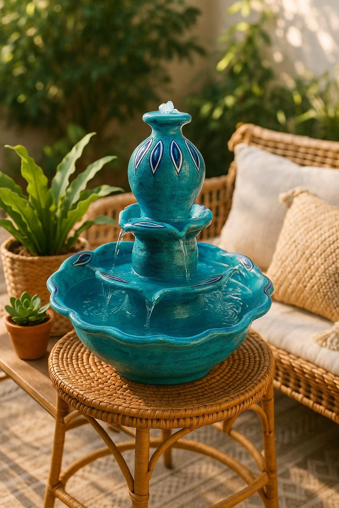 Handmade Serenity Cairn Water Fountains, Turquoise Blue Indoor or ...