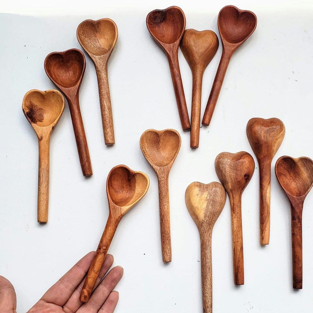 Heart Spoons 6in, Handcrafted Heart Wood Spoon, Heart Spoon, Wooden ...