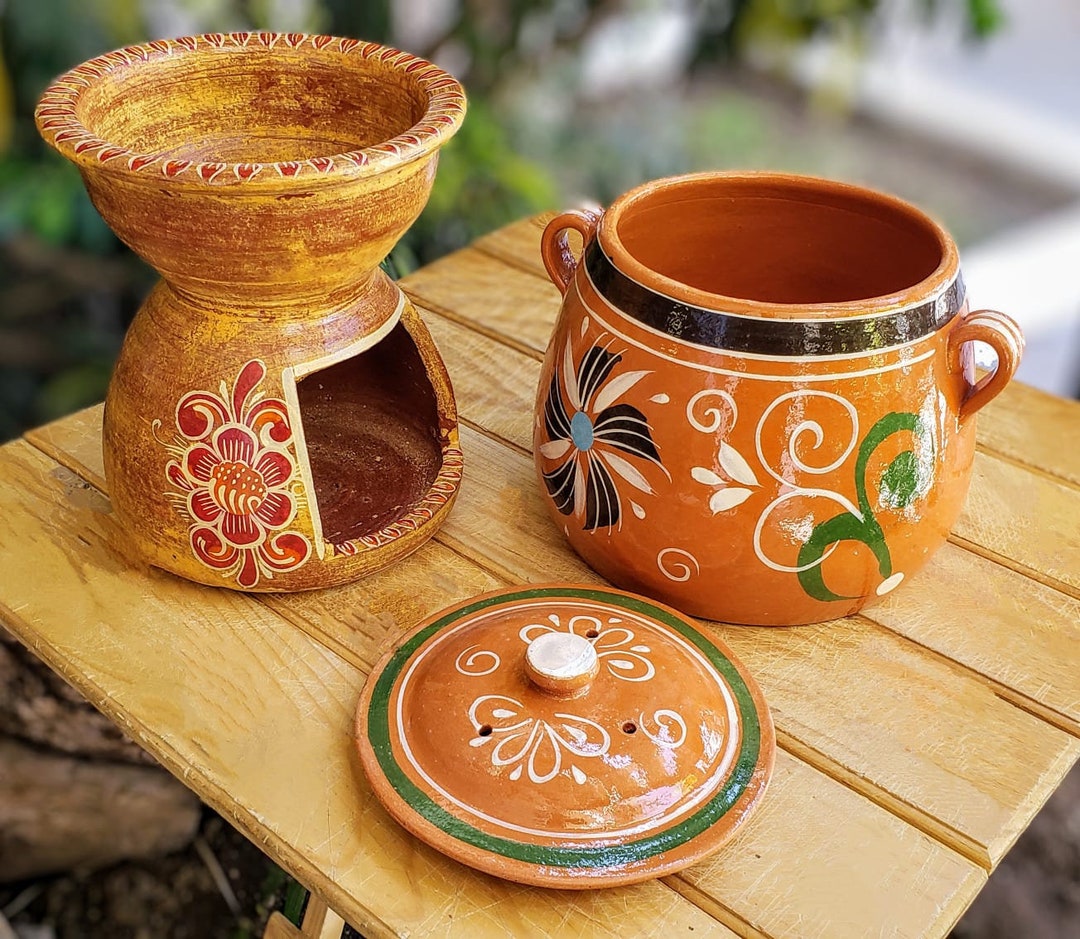 Heavy-duty Stove and Lead-free Bean Pot Set, Mexican Clay Warmer ...