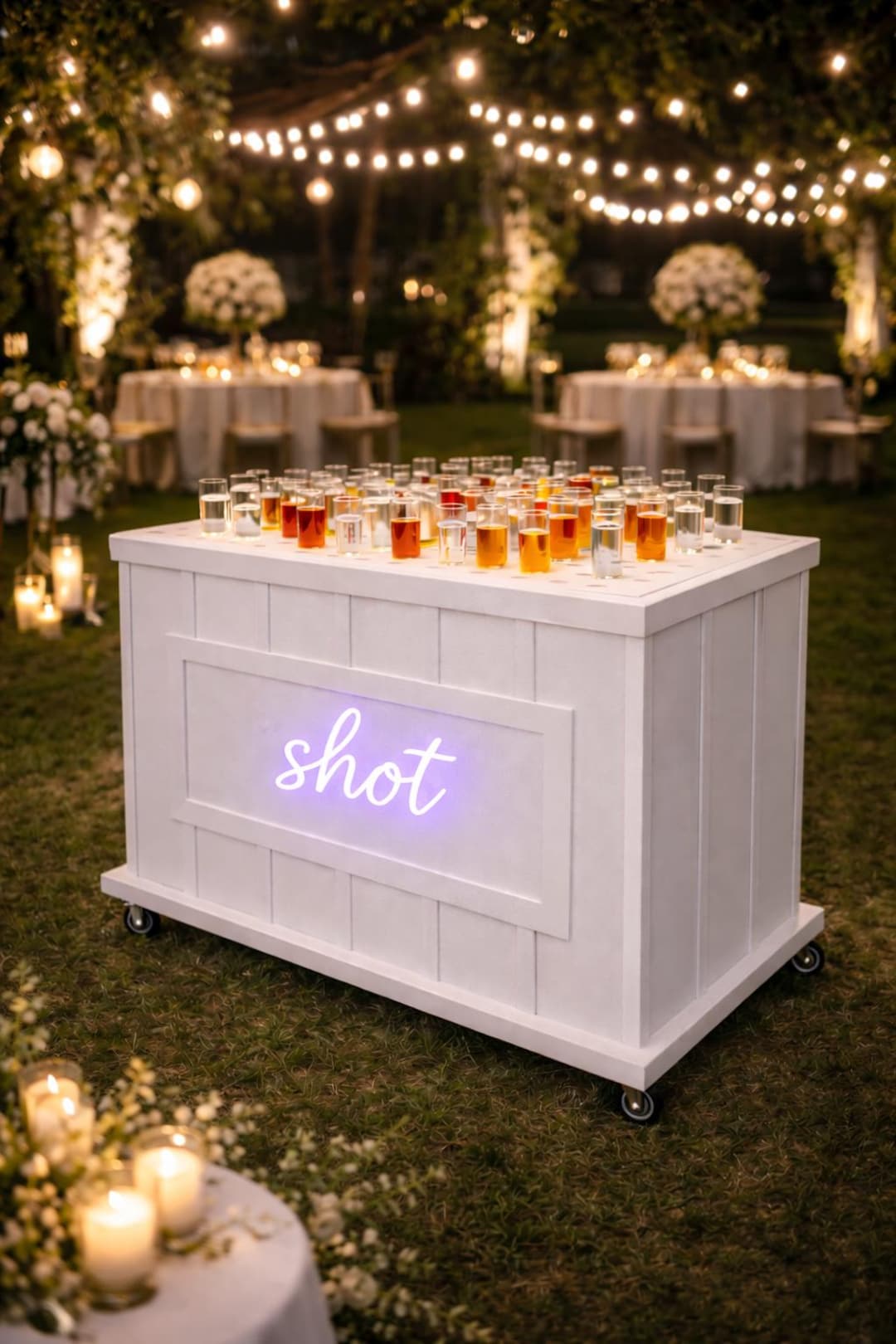 Luxury Black Shot Station With LED Sign – Mobile Shot Bar for Weddings ...