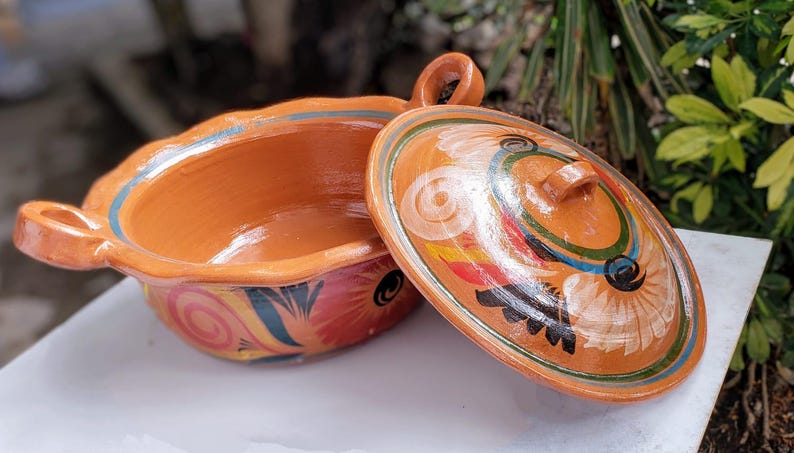 15-inch Authentic Mexican Clay Cazuela With Lid - Perfect for Cooking ...