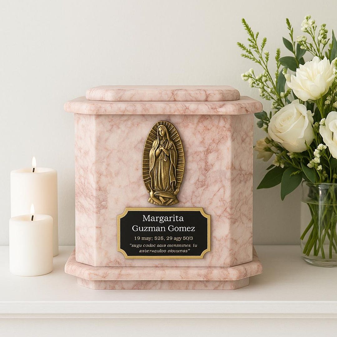 Virgen De Guadalupe Marble Urn • 17 Cm (7 In) Adult Cremation Urn ...