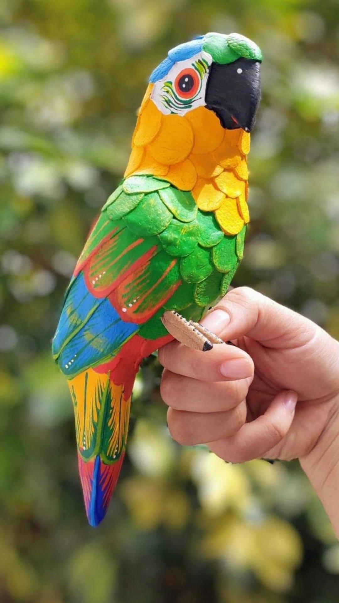 Parakeet Fur, Painted Bird, Wood Carving, Wooden Bird Art, Handcrafted ...