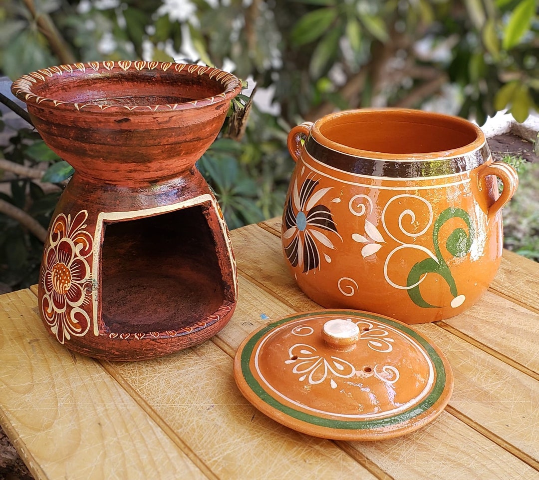 Heavy Duty Anafre Set, Lead Free Bean Pot, Mexican Clay Heater, Mexican ...