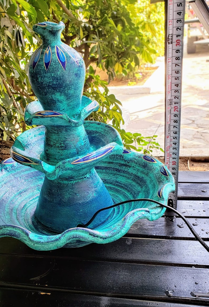 Handmade Ceramic Fountain 13 Inches – Indoor Water Feature, Mexican ...