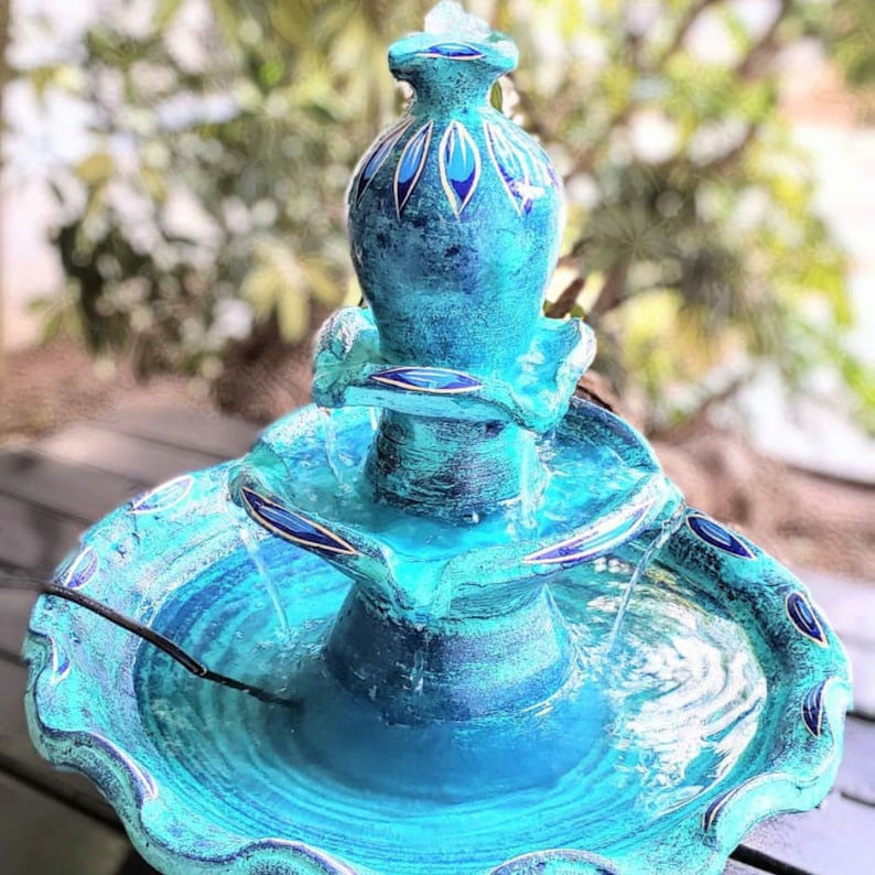 Handmade Ceramic Fountain 13 Inches – Indoor Water Feature, Mexican ...