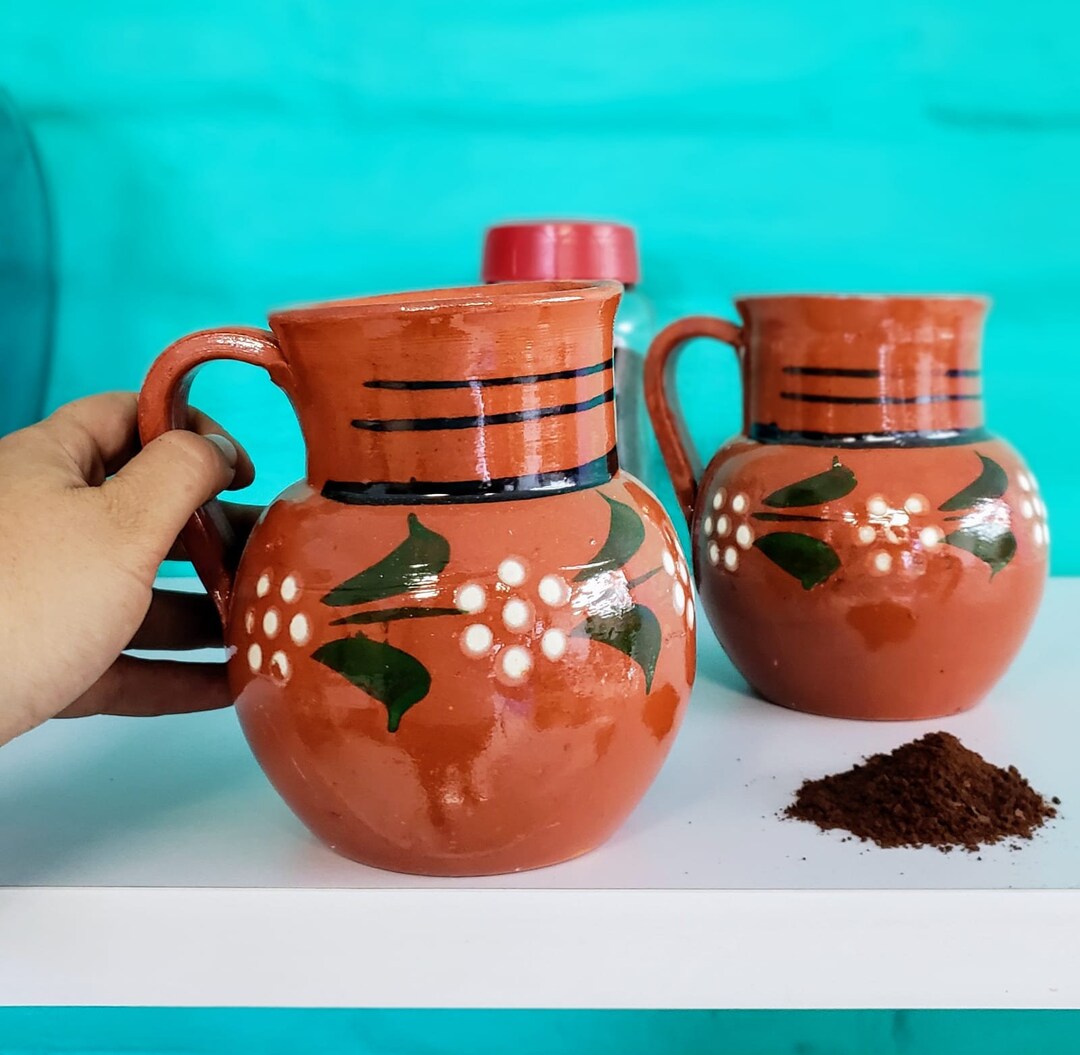 1L SET Hand Painted Mexican Clay Jumbo Mug /beer Mug / Clay / Barrel ...