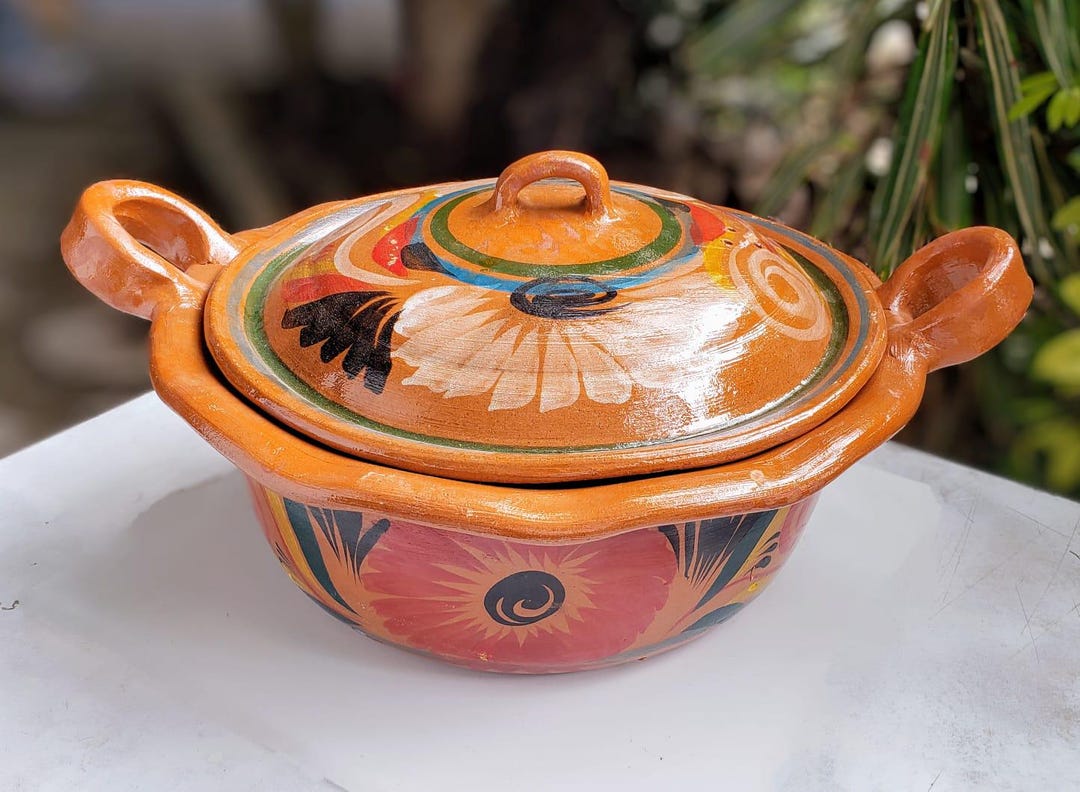 15-inch Authentic Mexican Clay Cazuela With Lid - Perfect for Cooking ...