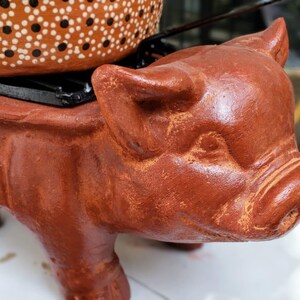 Pig-shaped Clay Grill Brazier With Floral Design - 16-inch Buffet ...