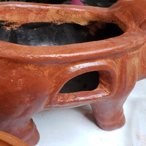 Pig-shaped Clay Grill Brazier With Floral Design - 16-inch Buffet ...