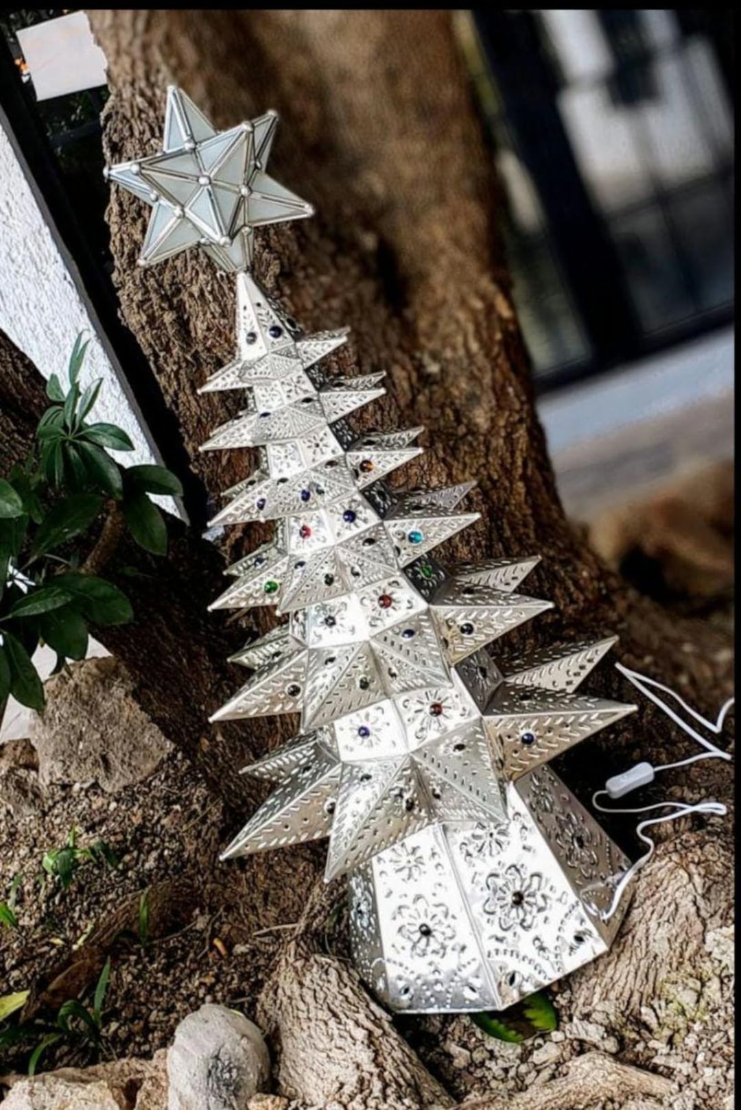 Tin Punched Christmas Tree Handmade Lighted 35 Tall - Etsy