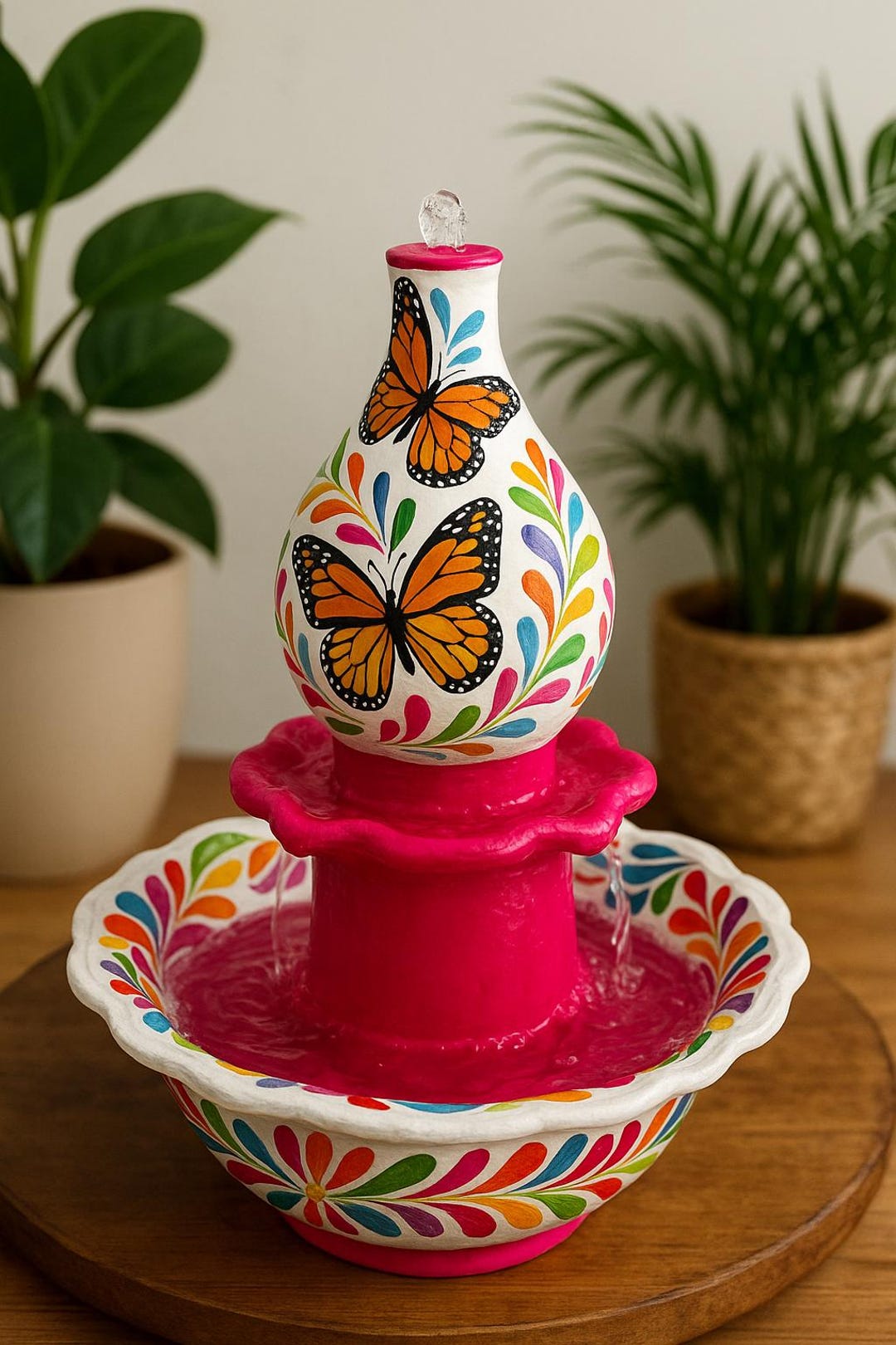 Hand-painted Mexican Monarch Butterfly Fountain – Colorful Ceramic ...