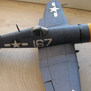 Papercraft Kit Corsair Airplane 3d Paper Model Crafting PDF Plans DIY ...