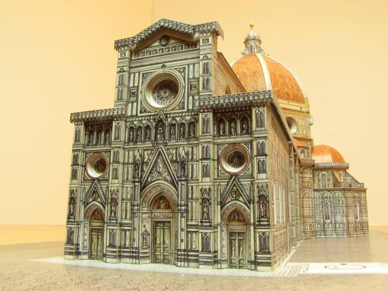 Papercraft Kit Cathedral Florence 3d Paper Model Crafting PDF Plans DIY ...