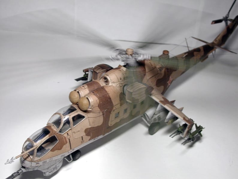 Papercraft Kit Mi-24 Hind Helicopter 3d Paper Model Crafting Kit PDF ...