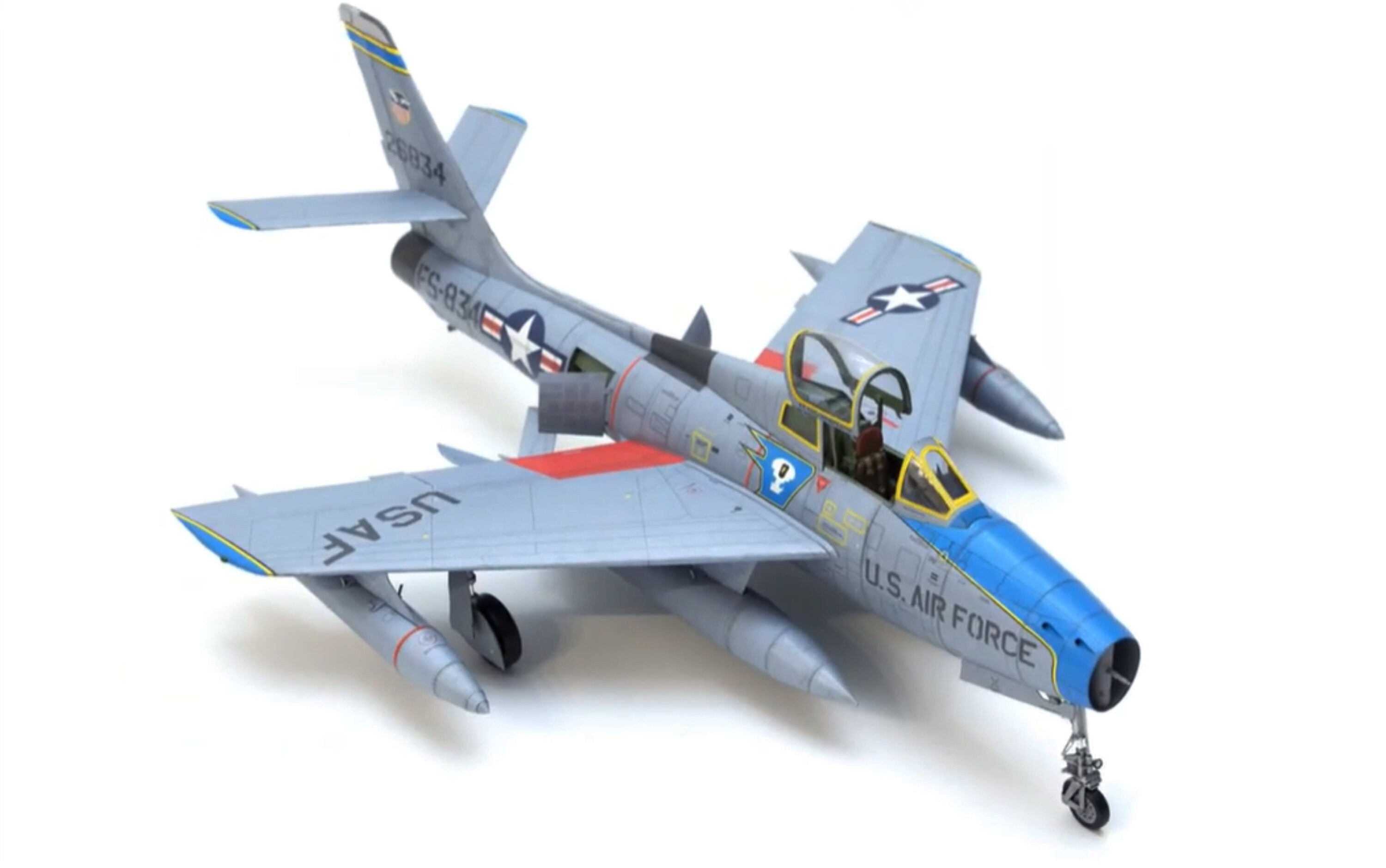 Papercraft Kit F-84F Thunderstreak Airplane 3d Paper Model Crafting Kit ...