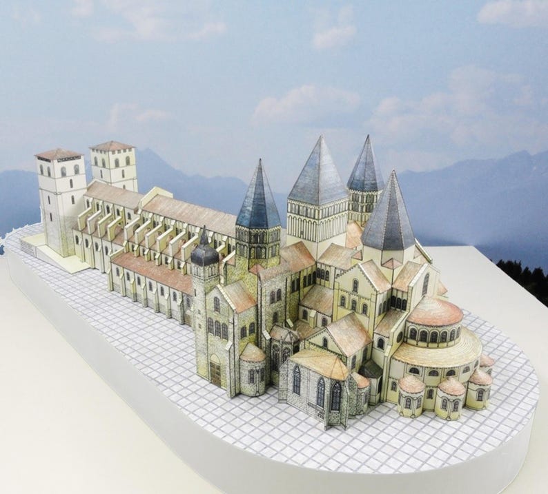 Papercraft Kit Cluny Abbey Monastery 3d Paper Model Crafting Kit PDF ...