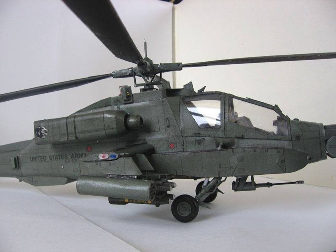 Papercraft Kit Apache Helicopter 3d Paper Model Crafting Kit PDF Plans ...