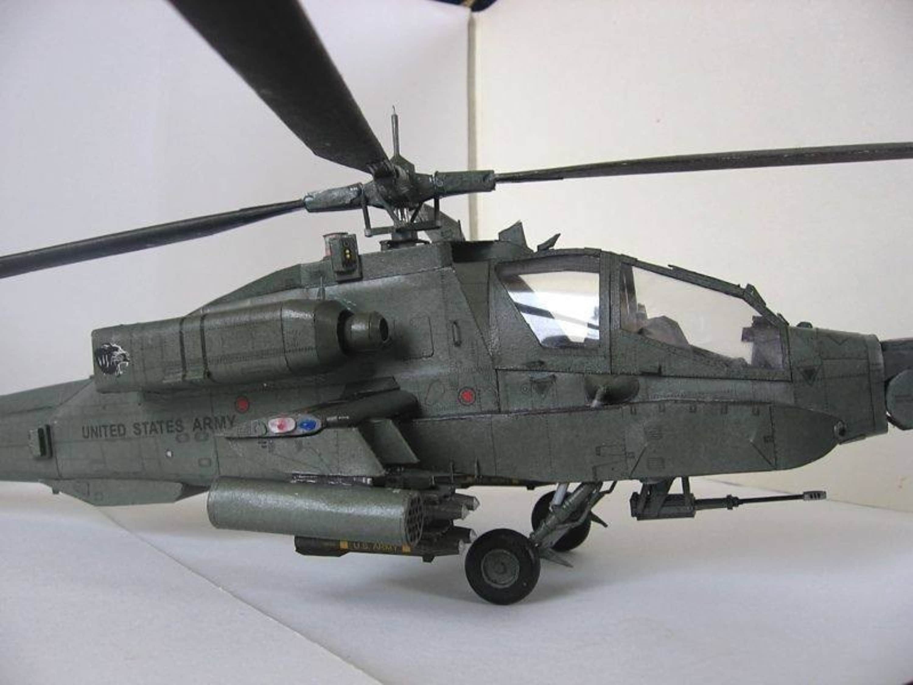 Papercraft Kit Apache Helicopter 3d Paper Model Crafting Kit PDF Plans ...