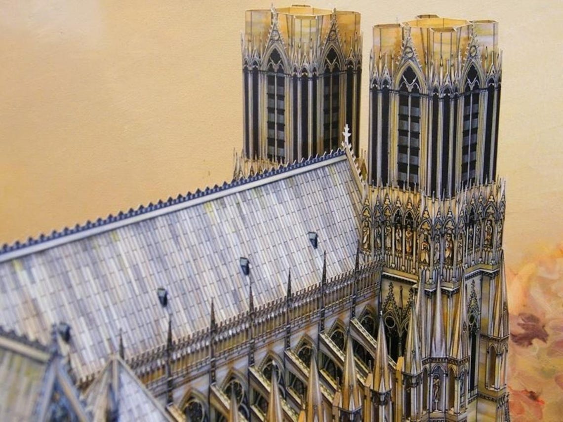 Papercraft Kit Reims Cathedral 3d Paper Model Crafting Kit PDF Plans to ...