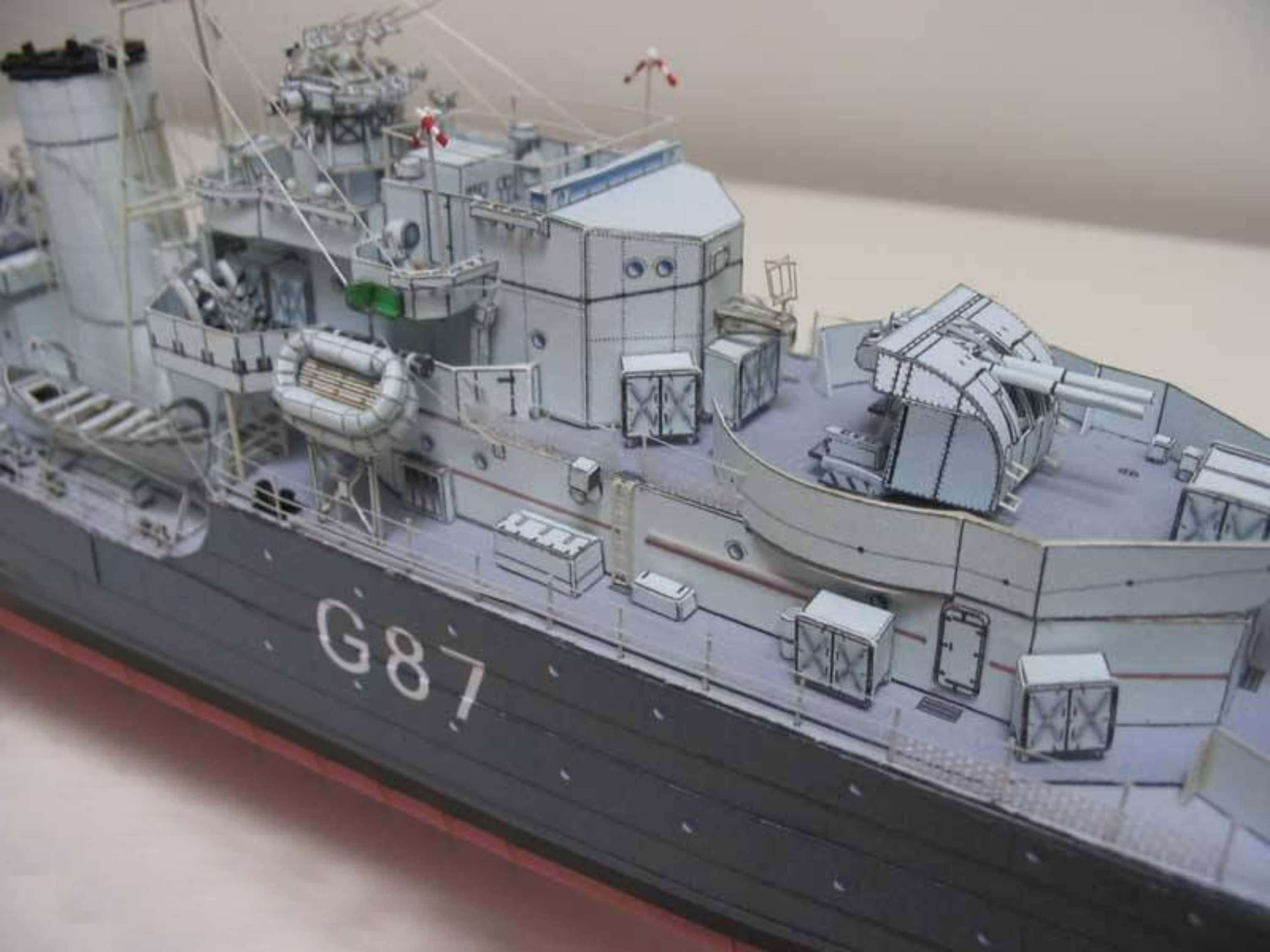 Papercraft Kit HMS Lance Destroyer Royal Navy Ship 3d Paper Model ...
