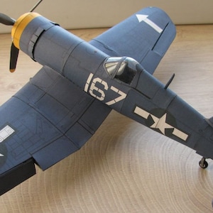 Papercraft Kit Corsair Airplane 3d Paper Model Crafting PDF Plans DIY ...