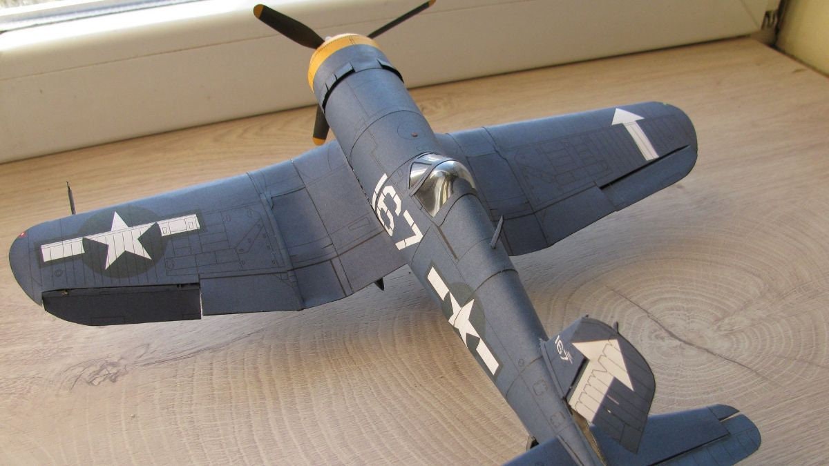 Papercraft Kit Corsair Airplane 3d Paper Model Crafting PDF Plans DIY ...