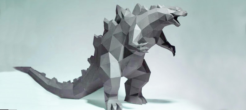 Papercraft Kit Godzilla 3d Paper Model Crafting Kit PDF Vector Lines ...